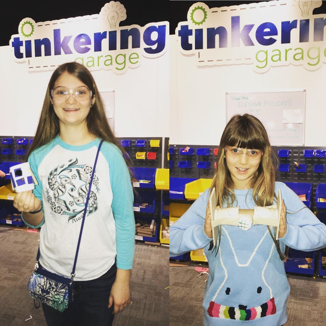 Kate and Sara were big fans of the new “Tinkering Garage” at Adventure ...